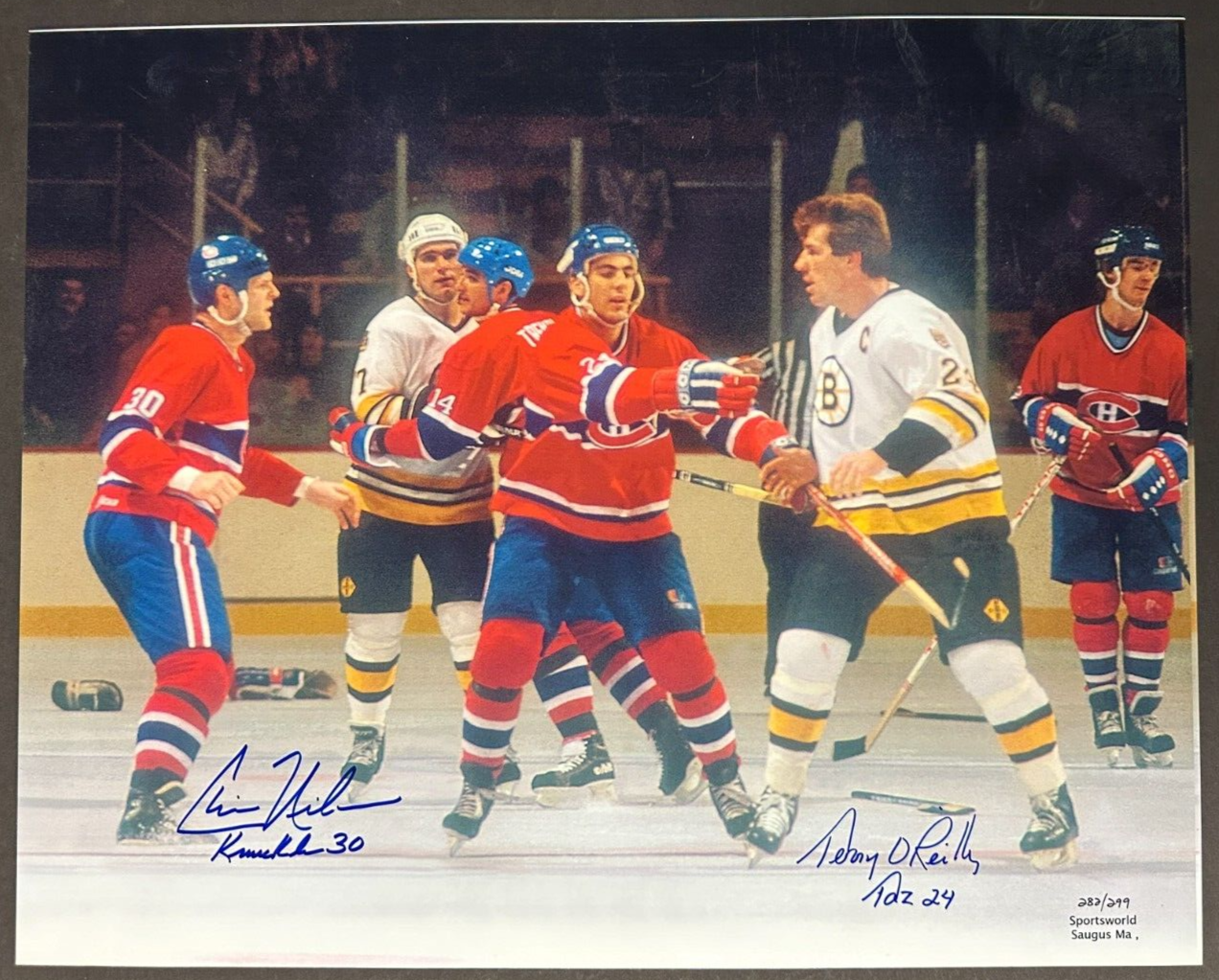 Terry O'Reilly & Chris Nilan Autographed 16x20 Fight Photo Bruins Cana ...
