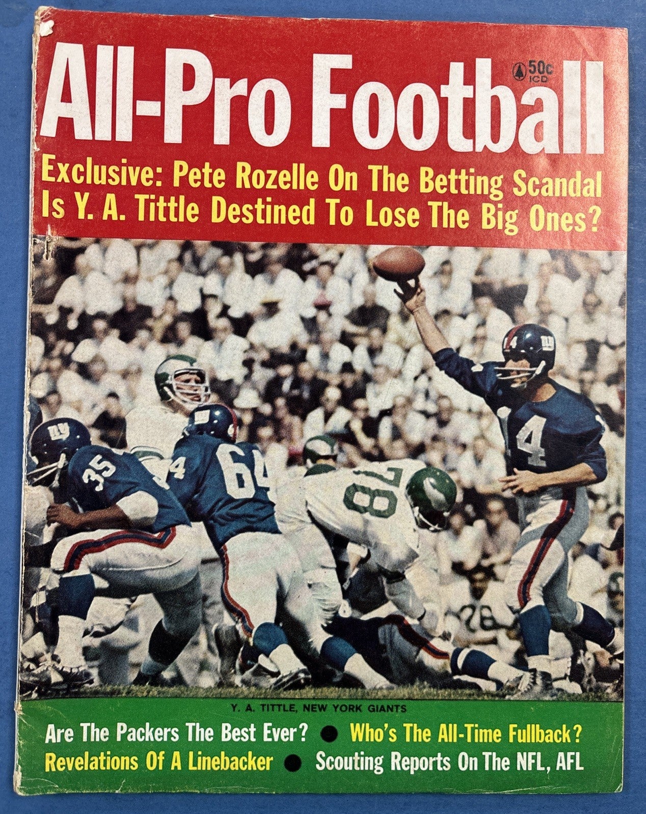 1963 All-Pro Football magazine, Y.A. Tittle, New York Giants Vintage ...