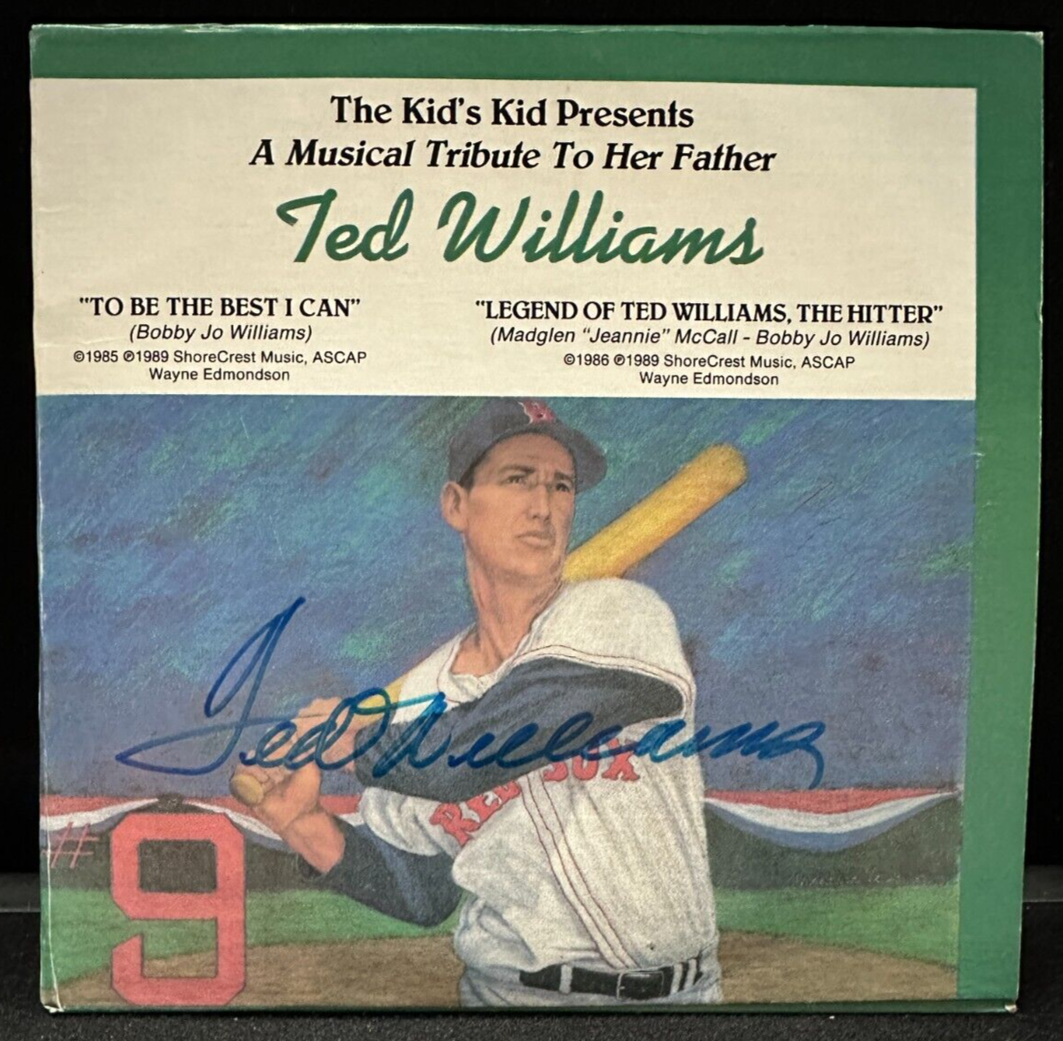 Ted Williams Signed Bobby Jo Williams Musical Tribute to Him 45-RPM Re ...