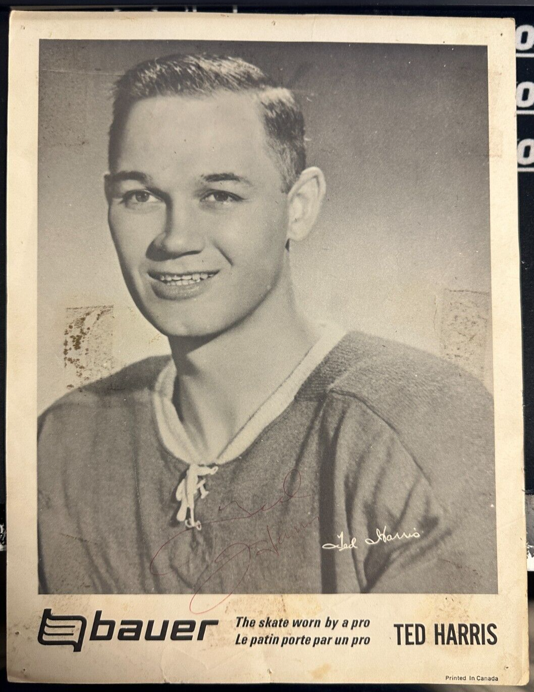 Vintage 1960's Ted Harris Signed Bauer Skates 8 1/2 X 11 Promo Photo C ...