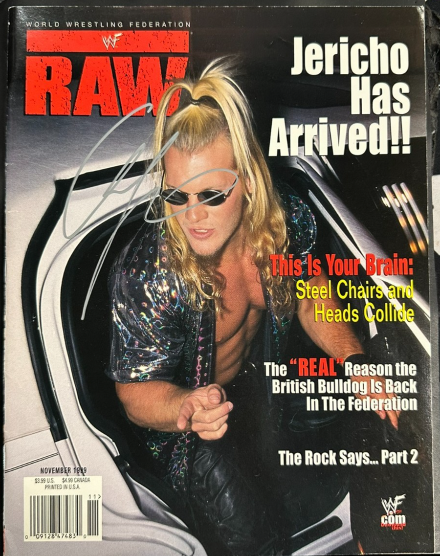 Chris Jericho Autographed November 1999 Issue of WWF Raw Wrestling Mag ...