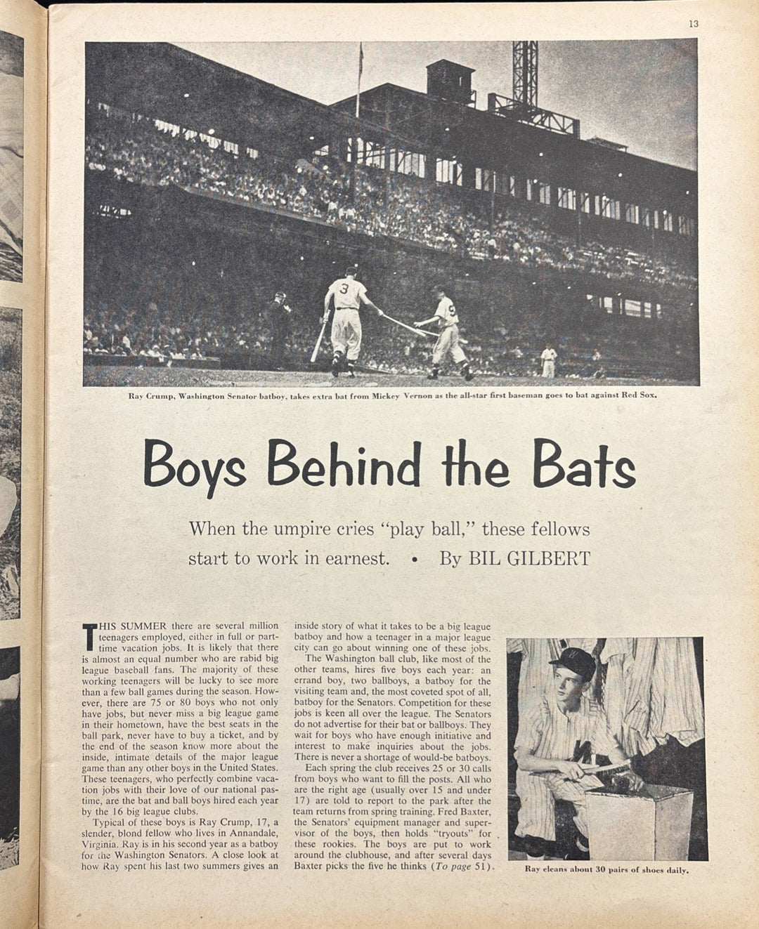 June 1954 Boys Life Magazine Boys Behind The Bats – Phil and Cory ...