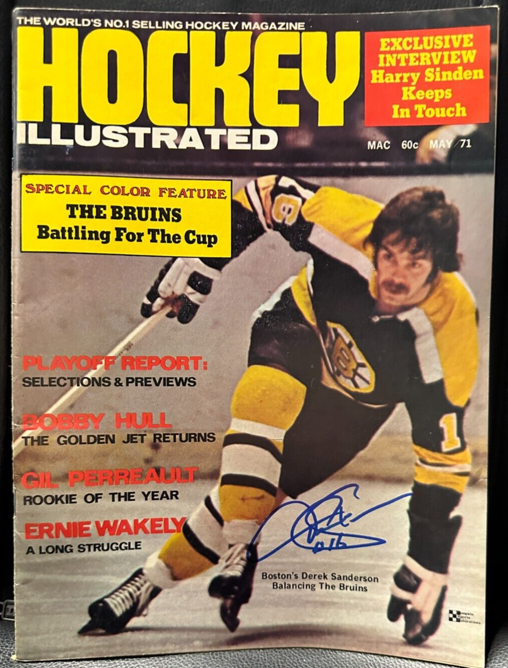 Derek Sanderson Autographed May 1971 Hockey Illustrated Magazine Bruin ...