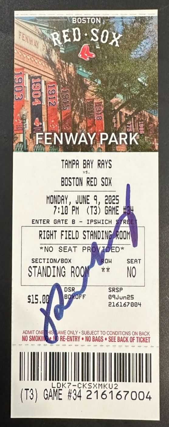 Roman Anthony Autographed MLB Debut Ticket Boston Red Sox 6-9-2025 ...